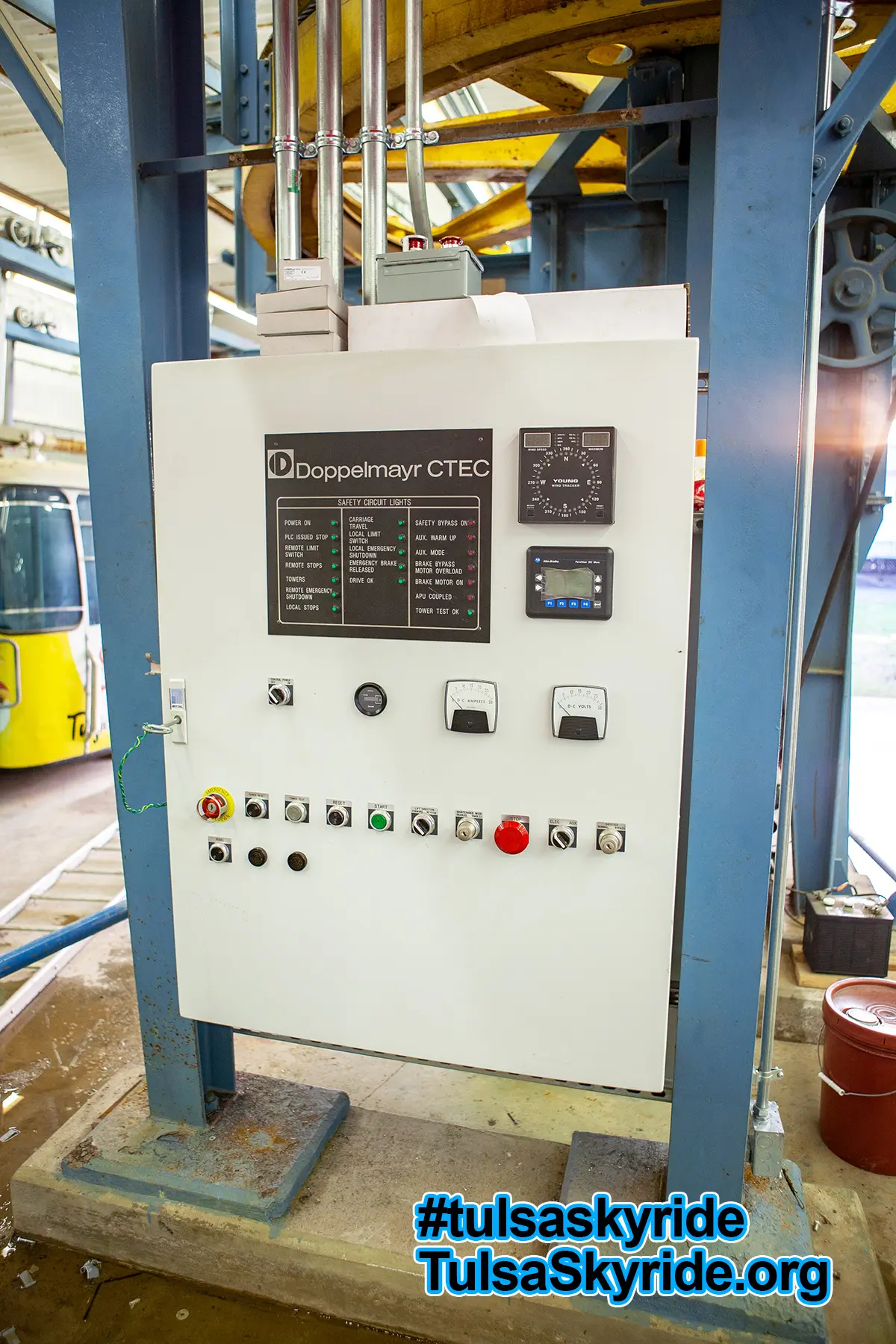 Tulsa Skyride: newly-installed Doppelmayr control panel – Tulsa Skyride